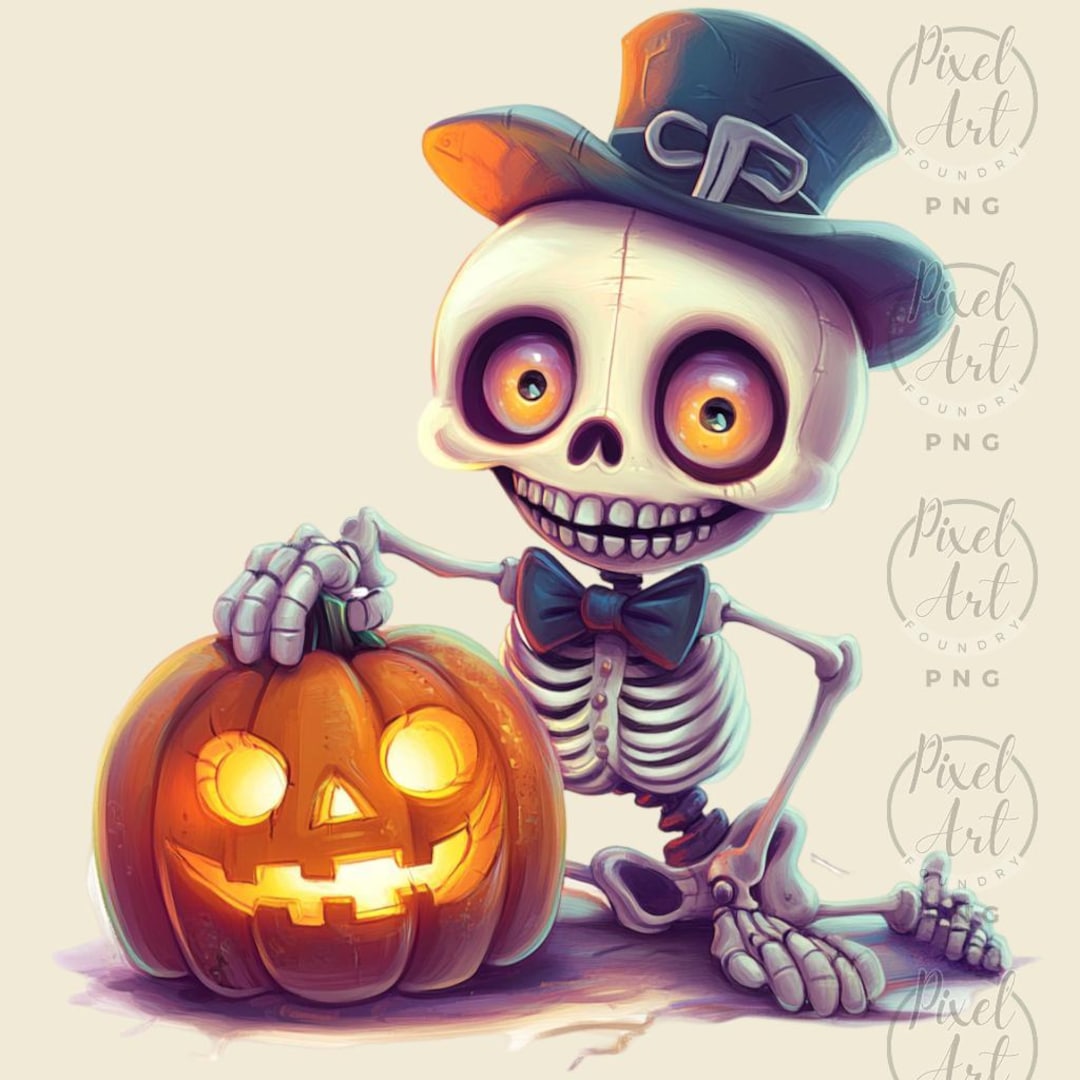 Halloween Skeleton Clipart Set: 23 Spooky Pngs for DIY Decor - Etsy