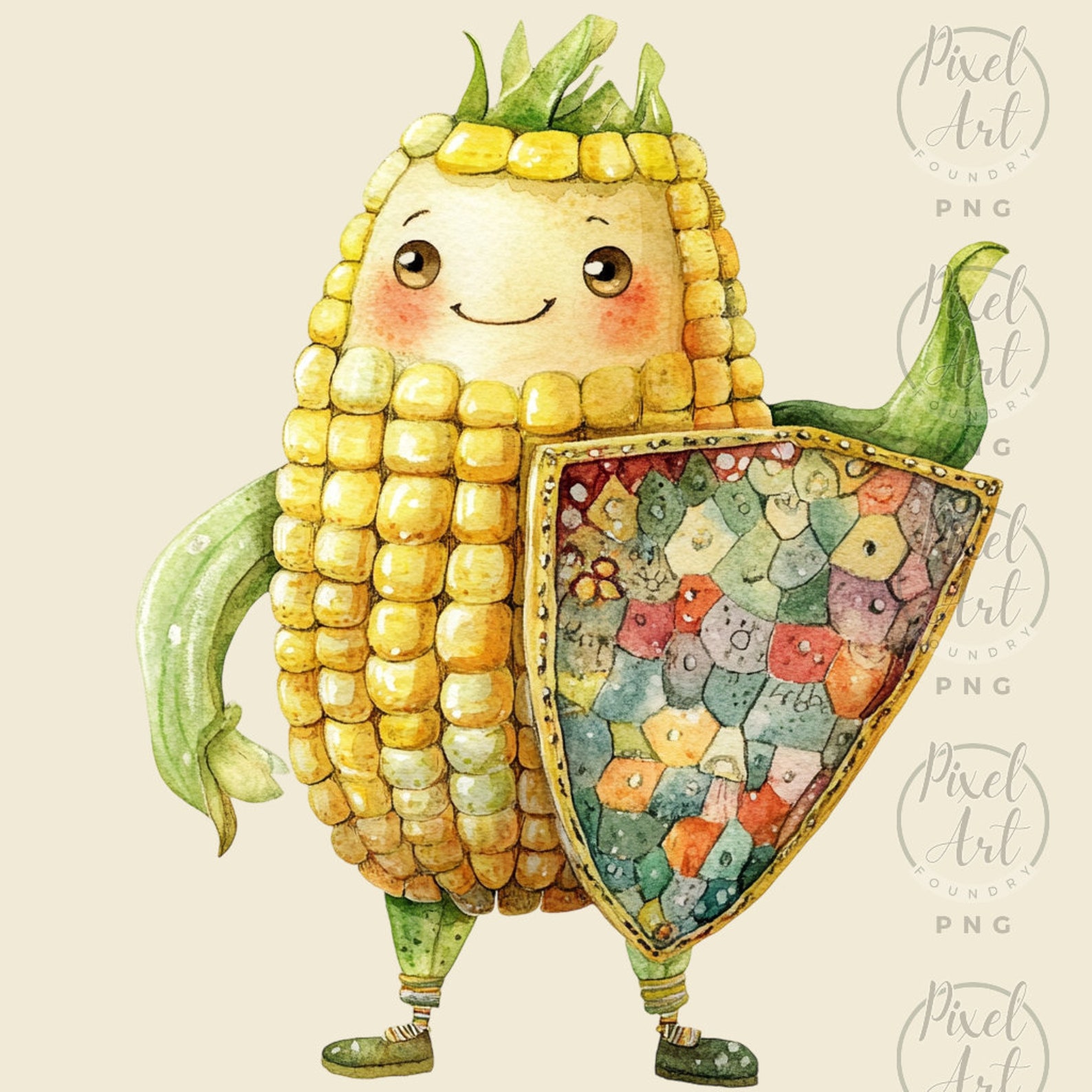 Corny Crusaders Clipart Set Cute Corn Characters Superhero Corn ...