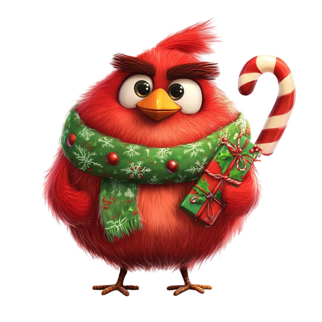 Festive Red Bird Clipart Set, 23 Pngs, Quirky Fat Red Birds, Christmas ...