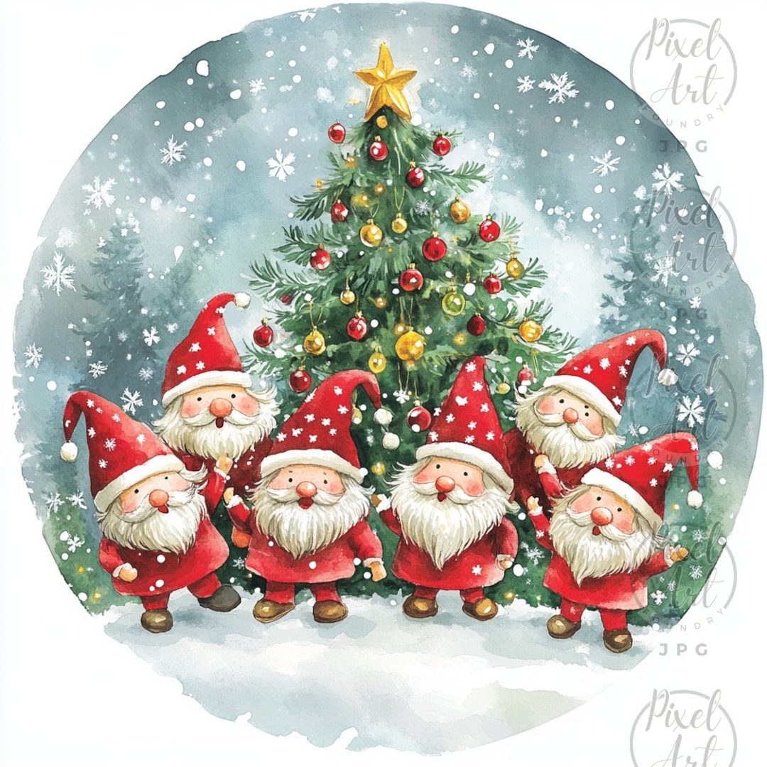 Red Christmas Gnomes Clipart Festive Gnome Holiday Art Cute Winter ...