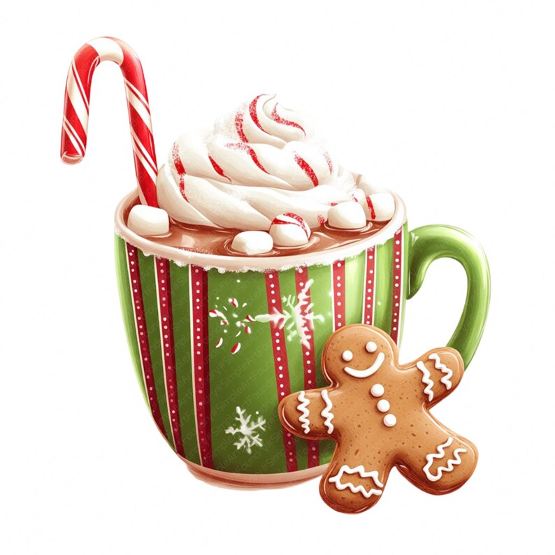 Christmas Cocoa Clipart – Festive Holiday Mugs, PNG Set (digital ...