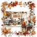 Coffee Shop Fall Scenes Clipart Cozy Autumn Cafe Illustrations Warm ...