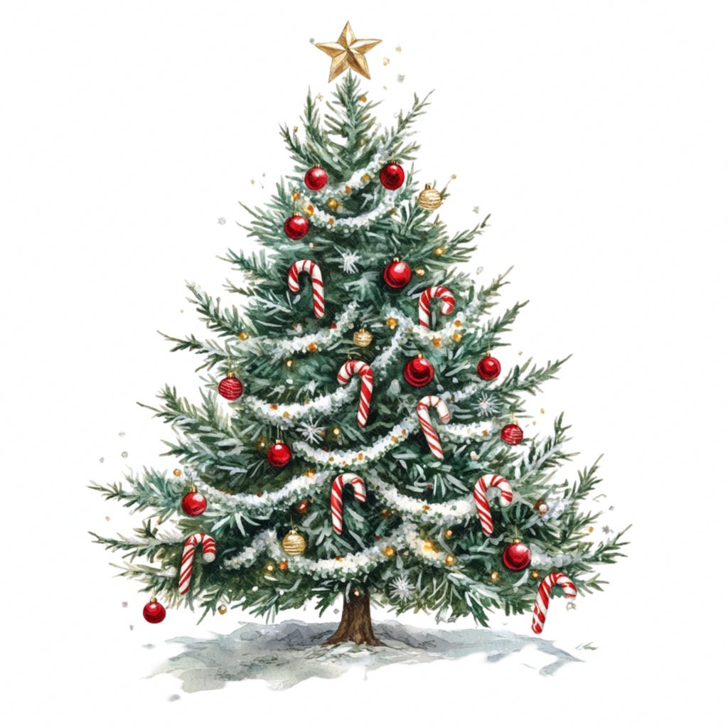 Classic Christmas Tree Clipart Set 24 Festive Tree Designs With ...