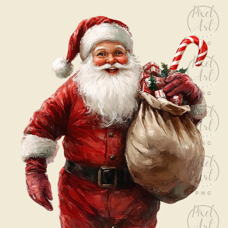 Hand-painted Santa Claus Clipart: 21 PNG Images, Christmas Decor ...