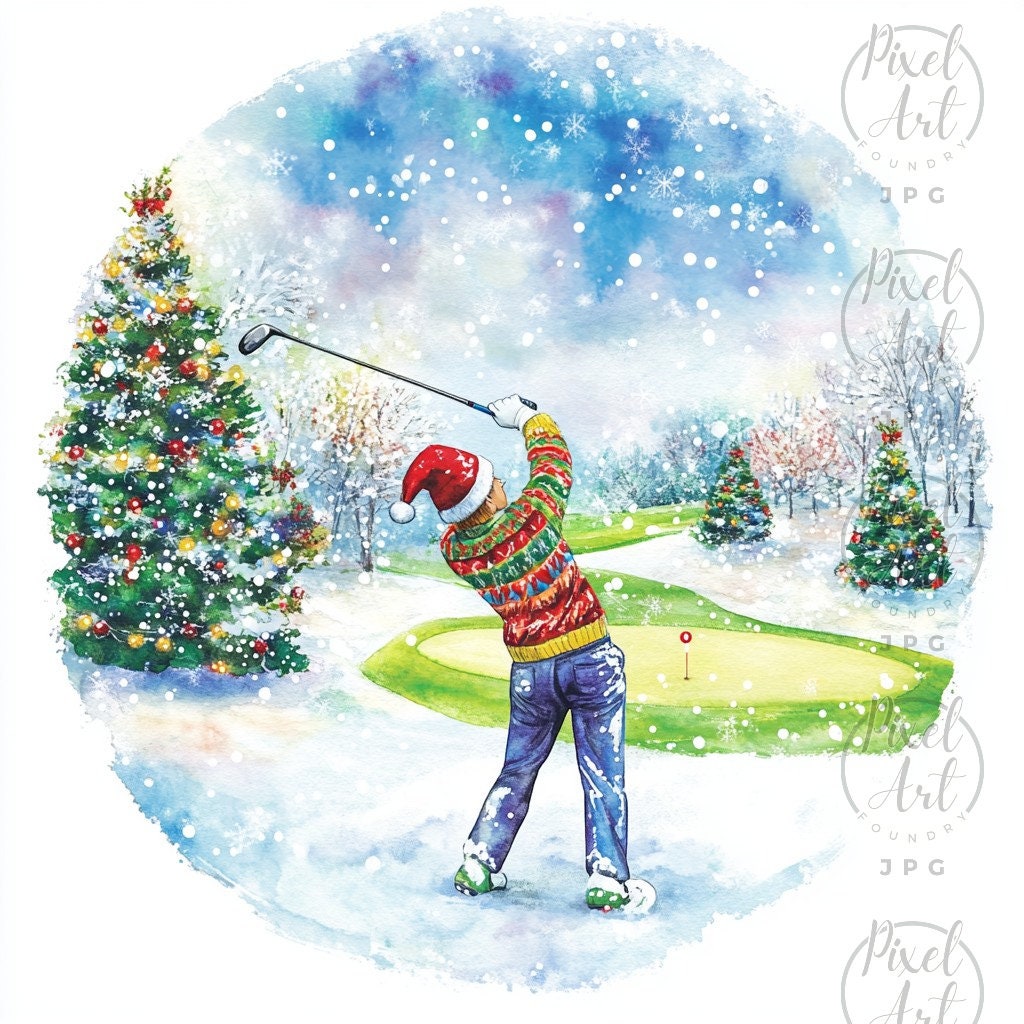 Christmas Golf Clipart: Festive Holiday Art (23 JPG) - Etsy