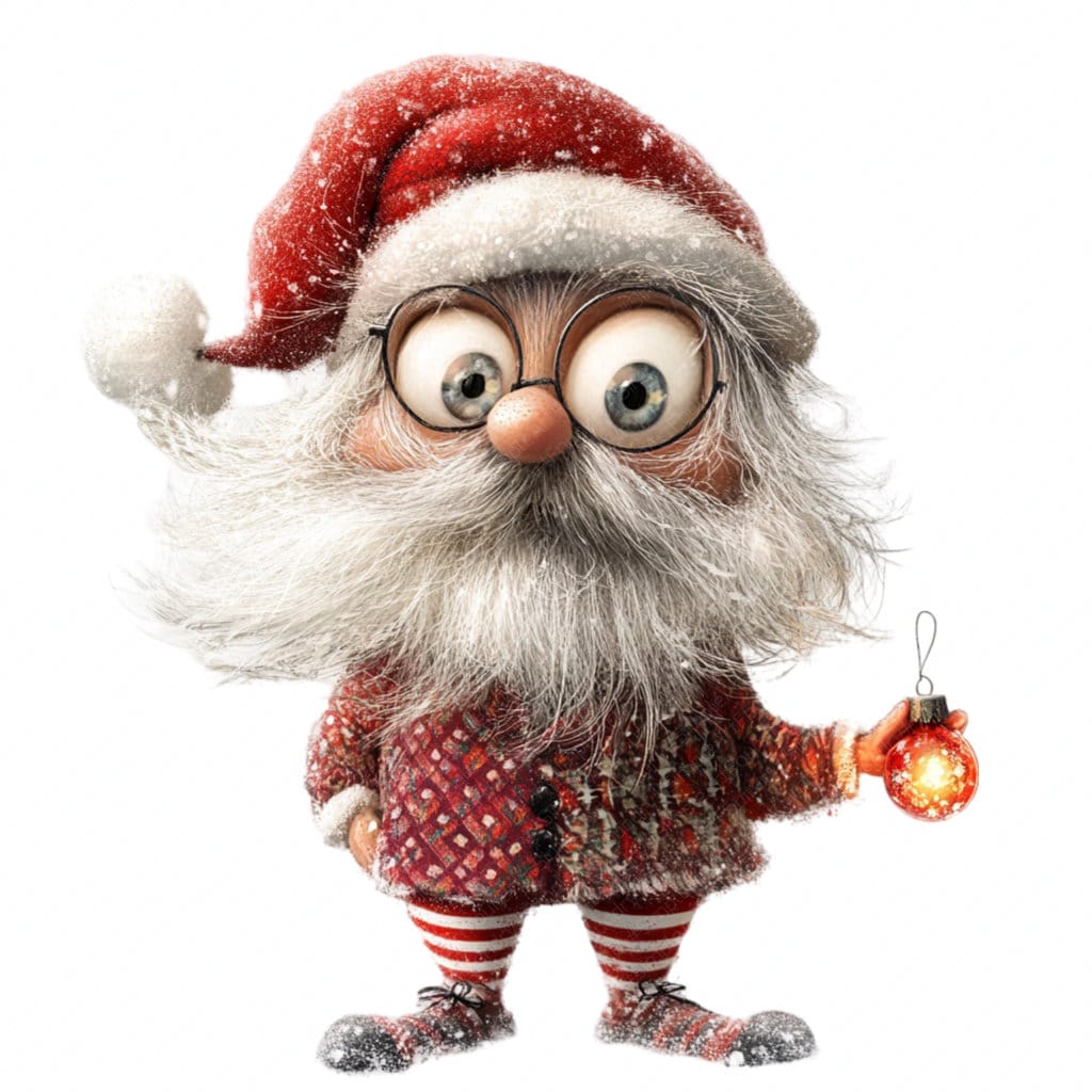 Quirky Santa Claus Clipart Set, 23 Pngs, Funny Christmas Santa ...