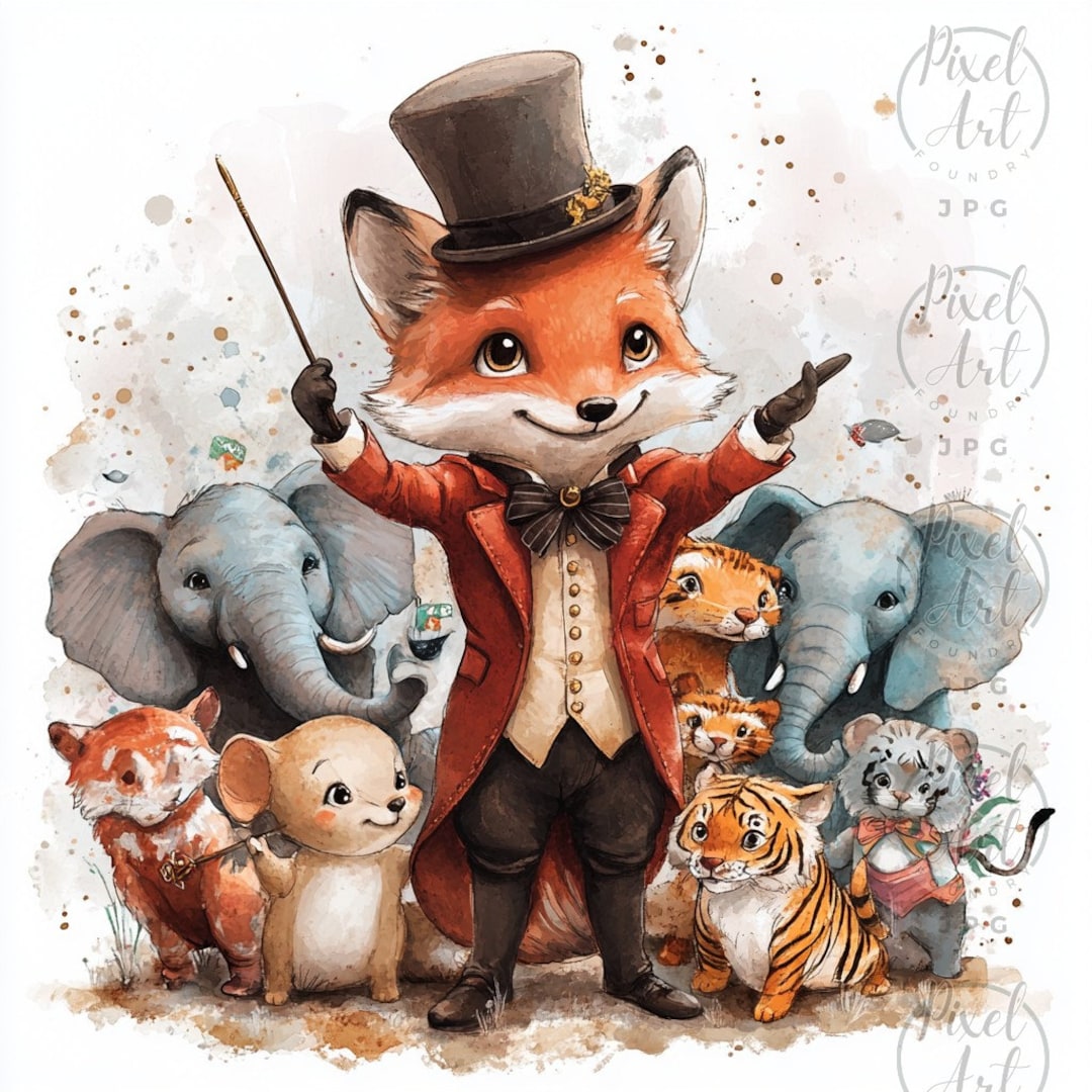 Circus Ringmaster Fox Clipart Collection Whimsical Fox in Top Hat ...