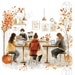 Coffee Shop Fall Scenes Clipart Cozy Autumn Cafe Illustrations Warm ...