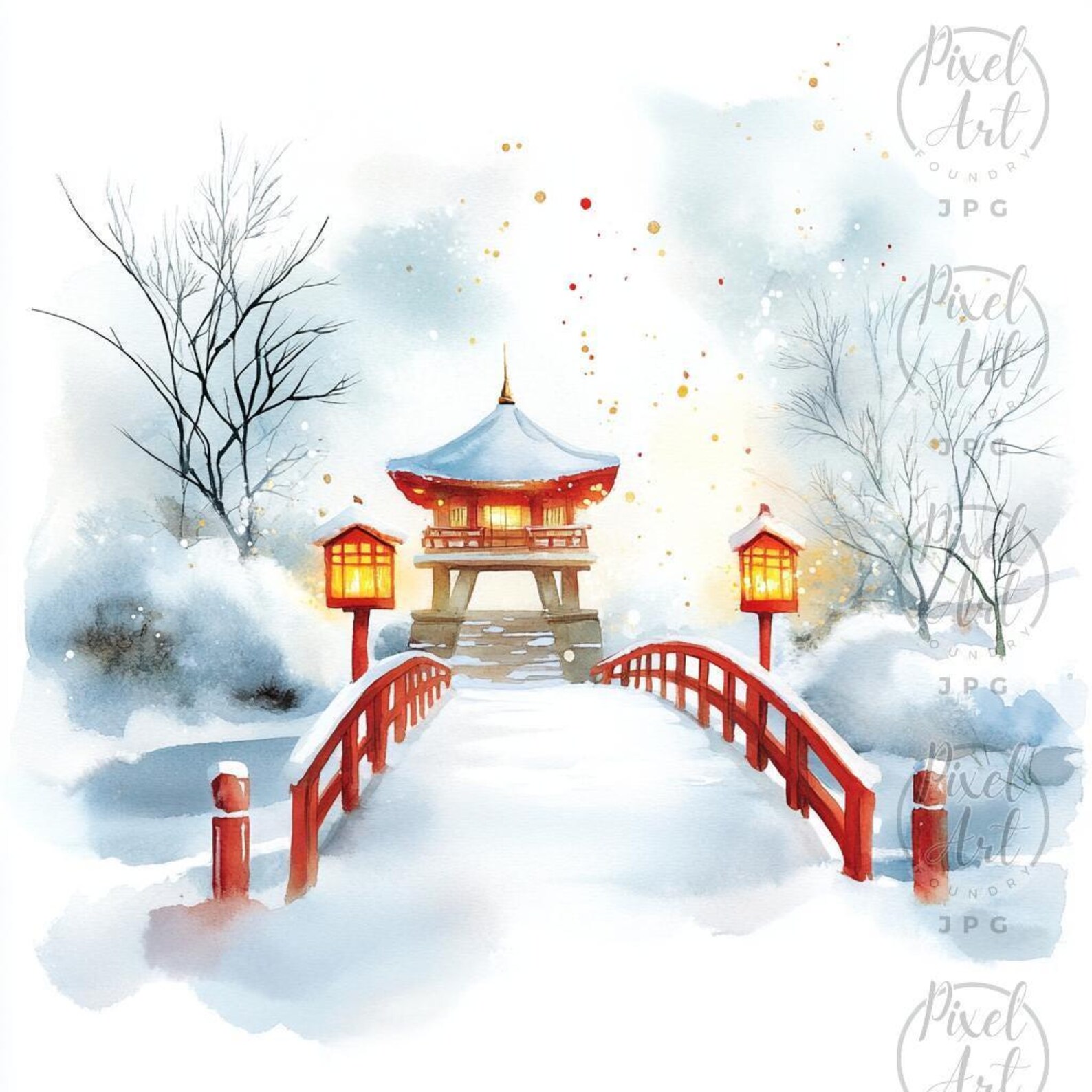 Enchanting Winter Tokyo Clipart Collection 21 Jpgs Sensoji Temple Tokyo ...