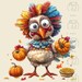 Clumsy Turkey Clown Clipart Set Funny Thanksgiving Turkeys Digital Art ...