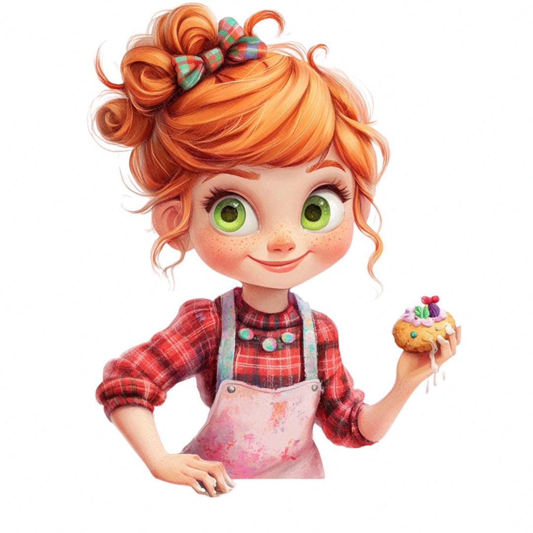 Tartan Scottish Girl Clipart: Red-headed Lass PNG Set - Etsy