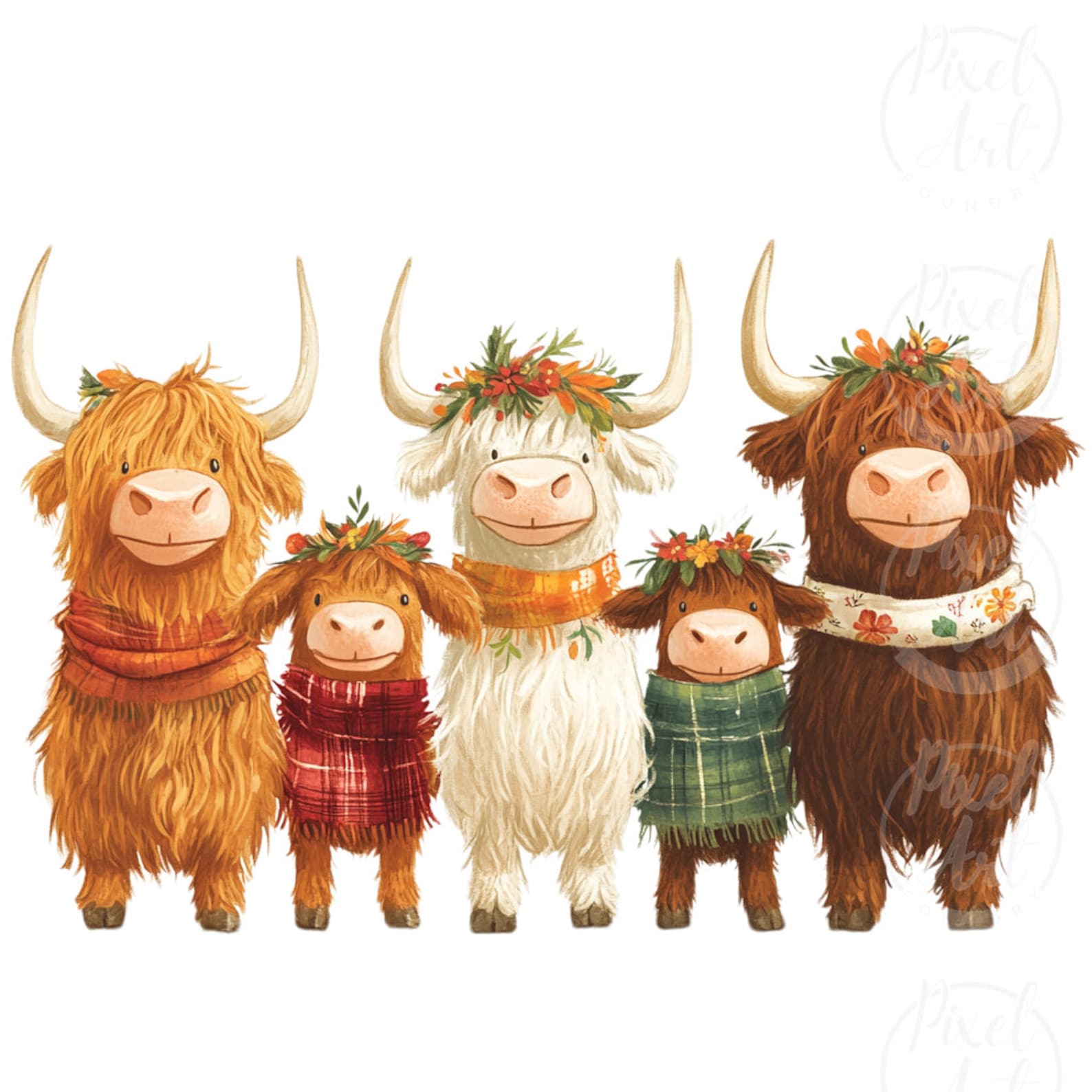 Scottish Highland Cow Celebrations Clipart, 18 Quirky Cow PNG, Highland ...