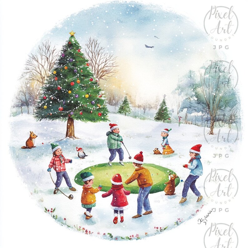 Christmas Golf Clipart: Festive Holiday Art (23 JPG) - Etsy