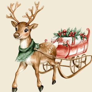 Cute Christmas Reindeer Clipart Set, 21 Pngs, Festive Reindeer ...