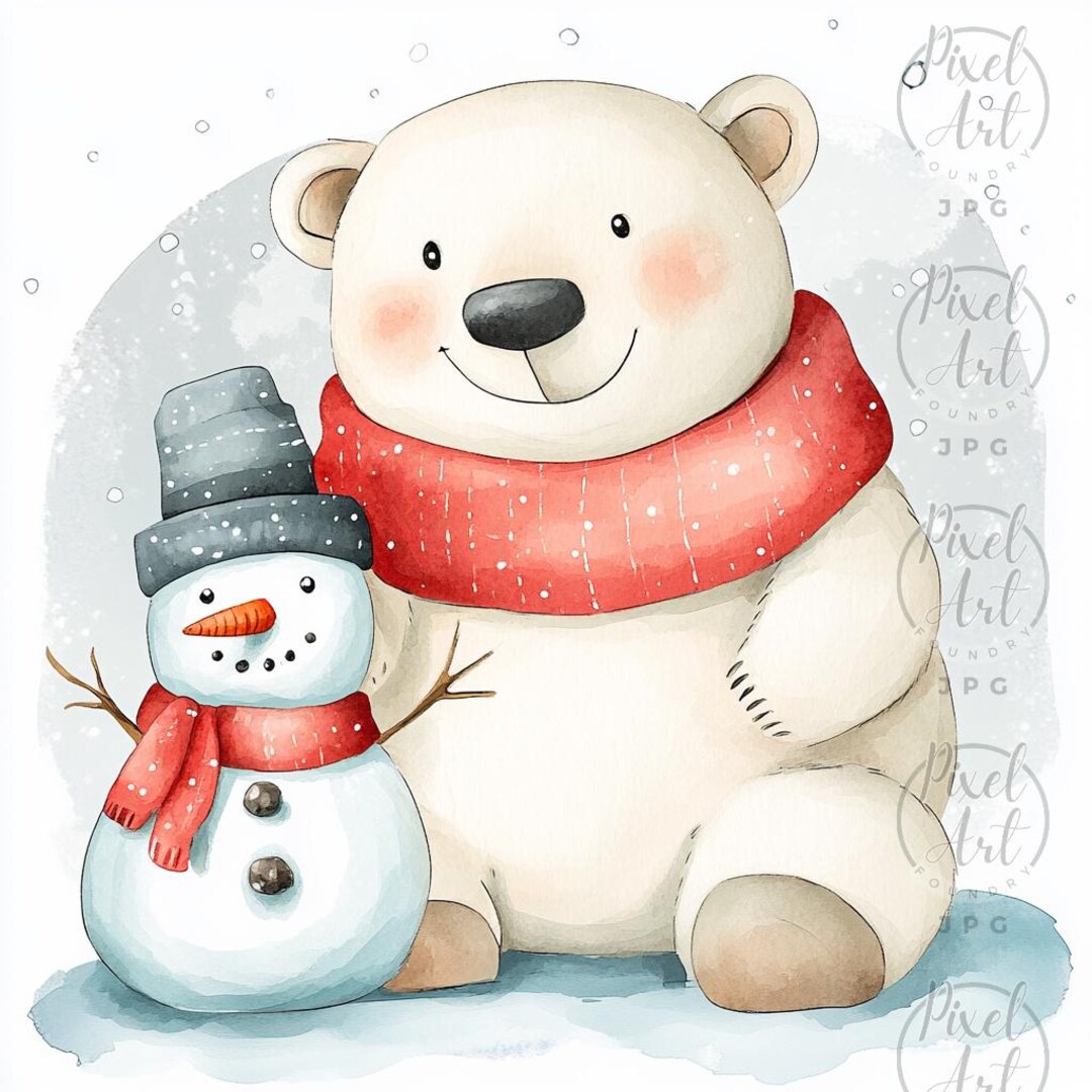 Winter Animal Clipart Set: Polar Bear, Penguin, Owl (JPG) - Etsy