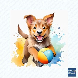 16 Cute Baby Dog Puppy Clipart Set - Watercolor Jpgs for Scrapbooking ...