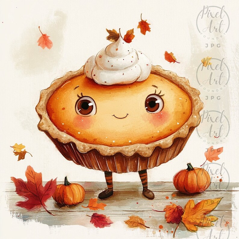 Pumpkin Pie Character Clipart Collection Cute Thanksgiving Pie Faces ...