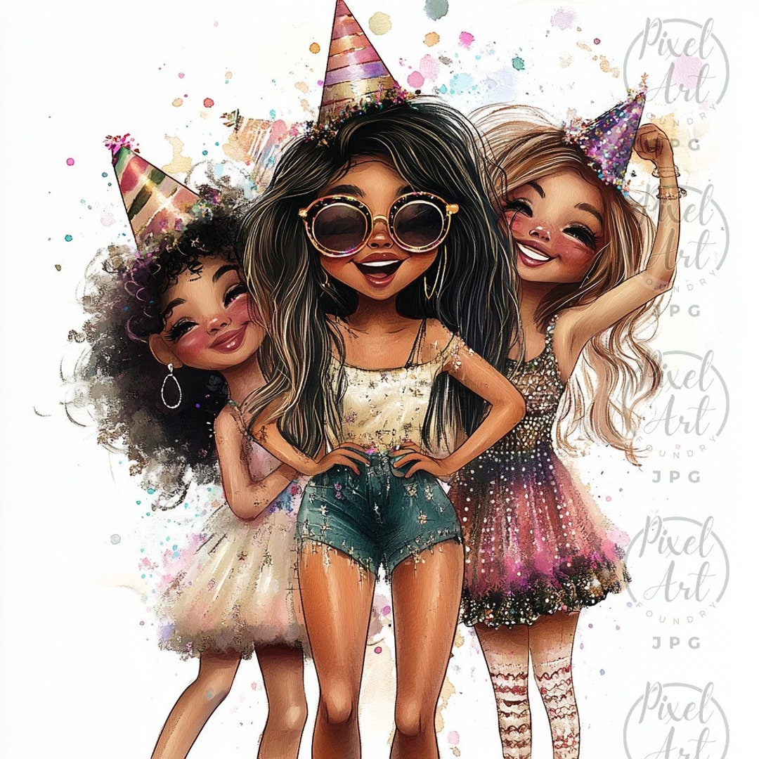 Glitter Glam Quirky Girls Clipart Collection Vibrant Fashion ...
