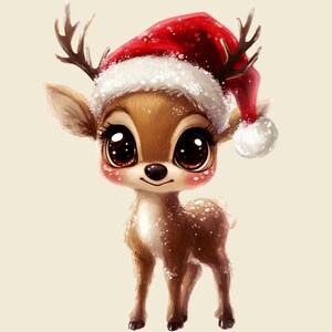 Cute Christmas Reindeer Clipart Set, 21 Pngs, Festive Reindeer ...
