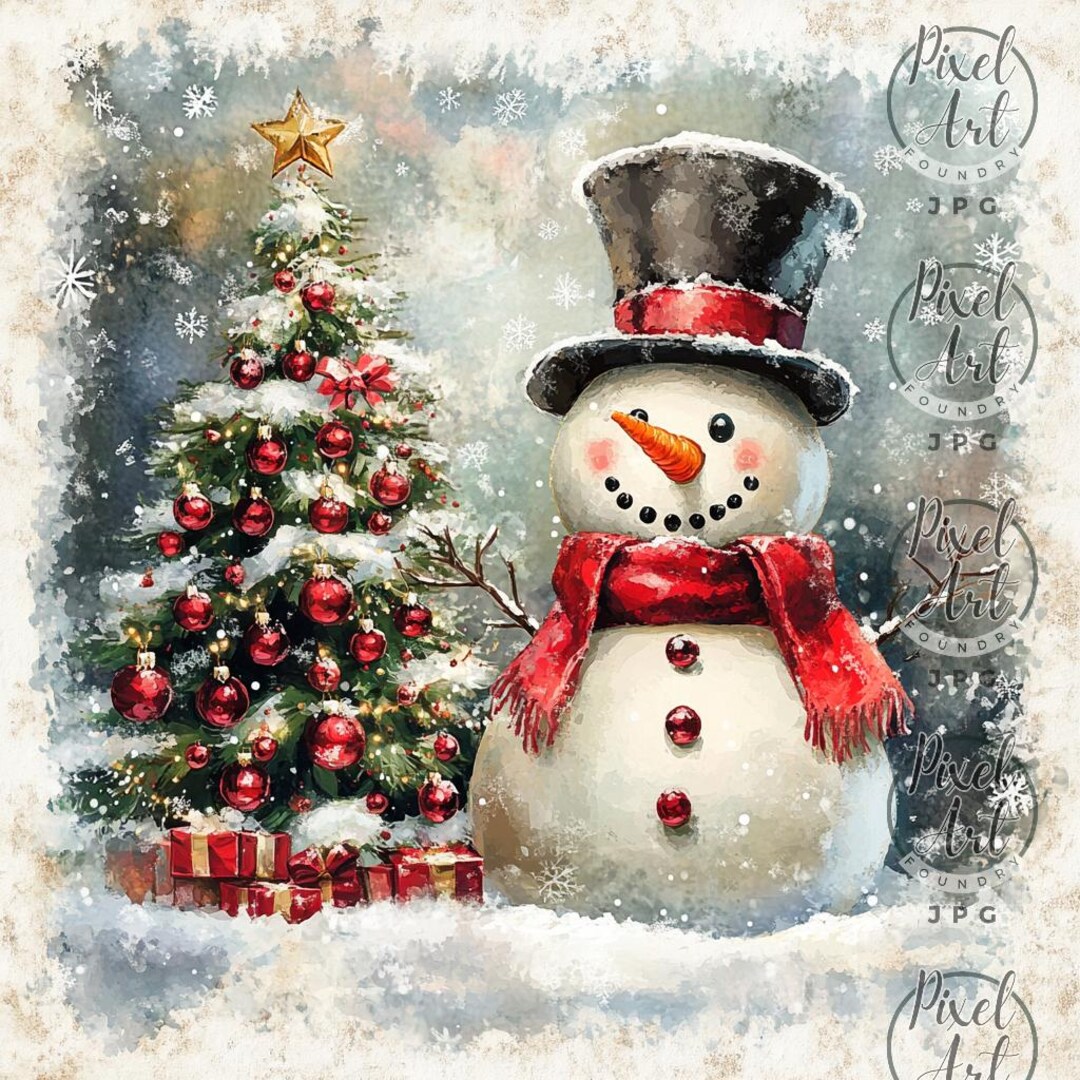 Nostalgic Vintage Snowman Clipart Winter Holiday Decor JPG 18 Images ...