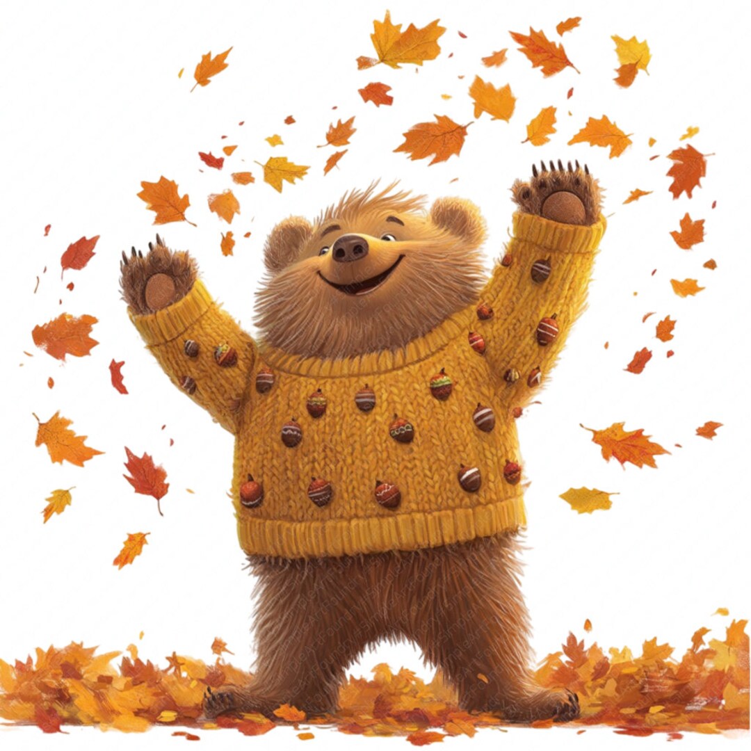 Fall Bear Clipart Set, Cozy Autumn Pngs, Thanksgiving Graphics - Etsy