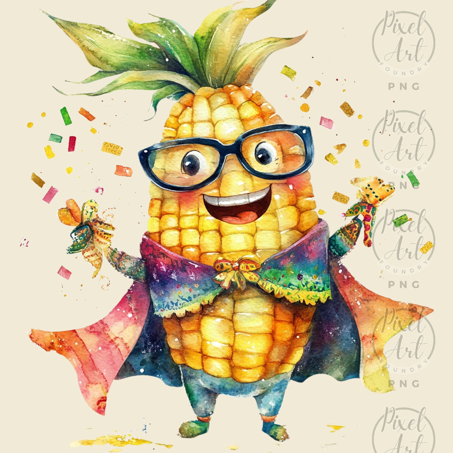 Corny Crusaders Clipart Set Cute Corn Characters Superhero Corn ...
