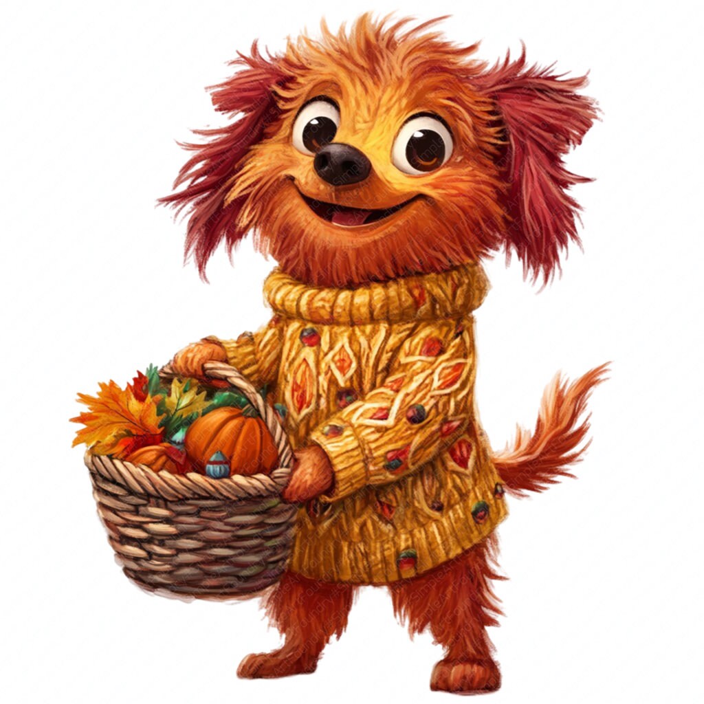 Festive Fall Dog Clipart Set, 18 Pngs, Cute Dogs With Pumpkins and ...