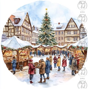 German Christmas Market Clipart: Winter Festival Scenes (jpgs) - Etsy