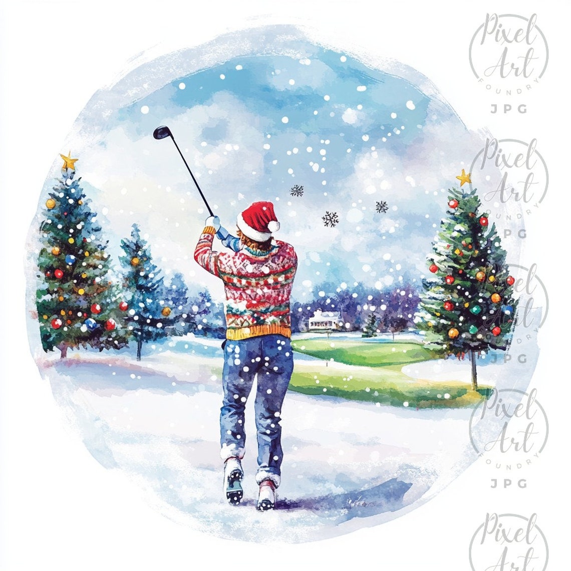 Christmas Golf Clipart: Festive Holiday Art (23 JPG) - Etsy