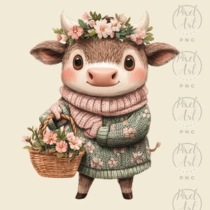Aurus the Cozy Bull Zodiac Clipart Set Cozy Bull Illustrations Taurus ...