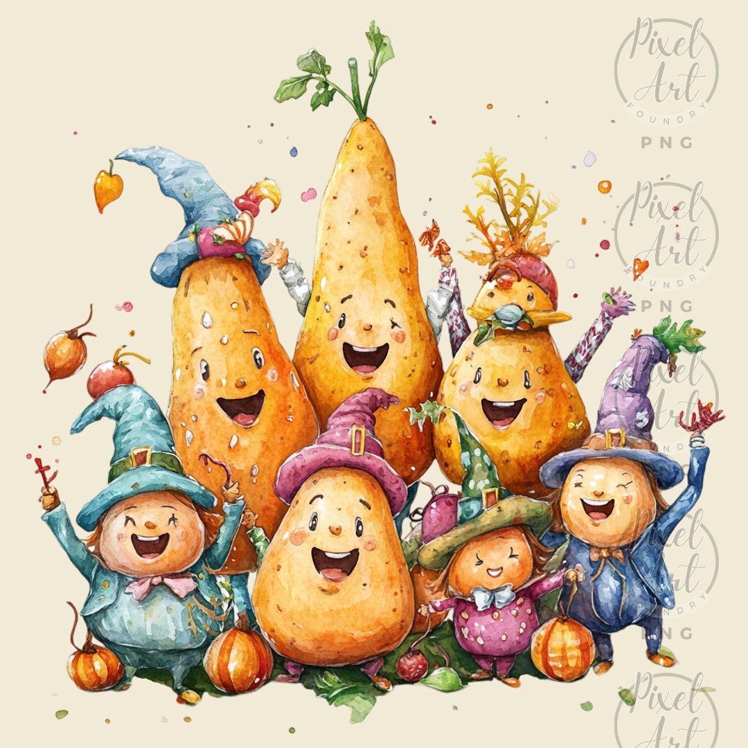 Sweet Potato Warrior Characters Clipart Superhero Vegetables Cartoon ...