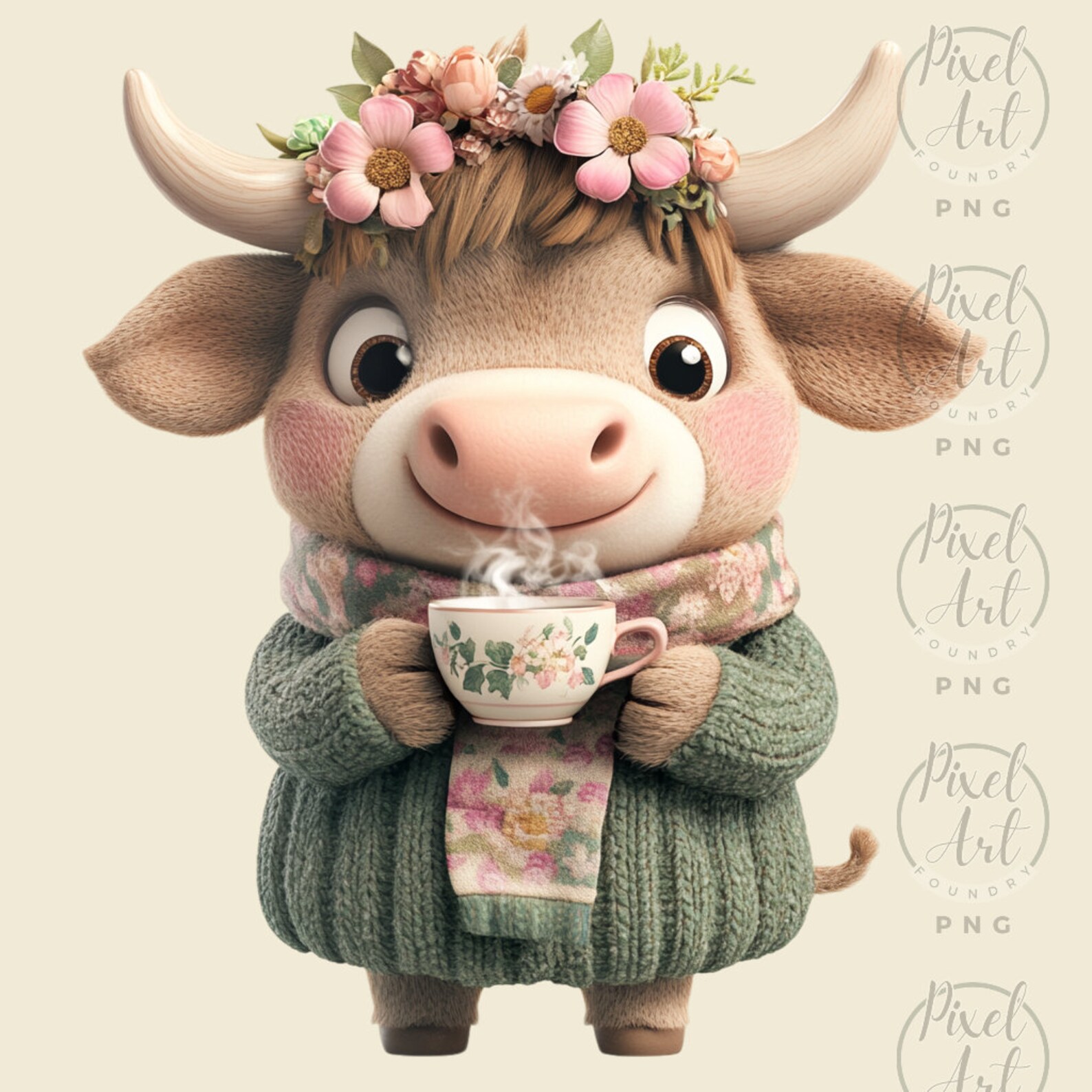 Aurus the Cozy Bull Zodiac Clipart Set Cozy Bull Illustrations Taurus ...