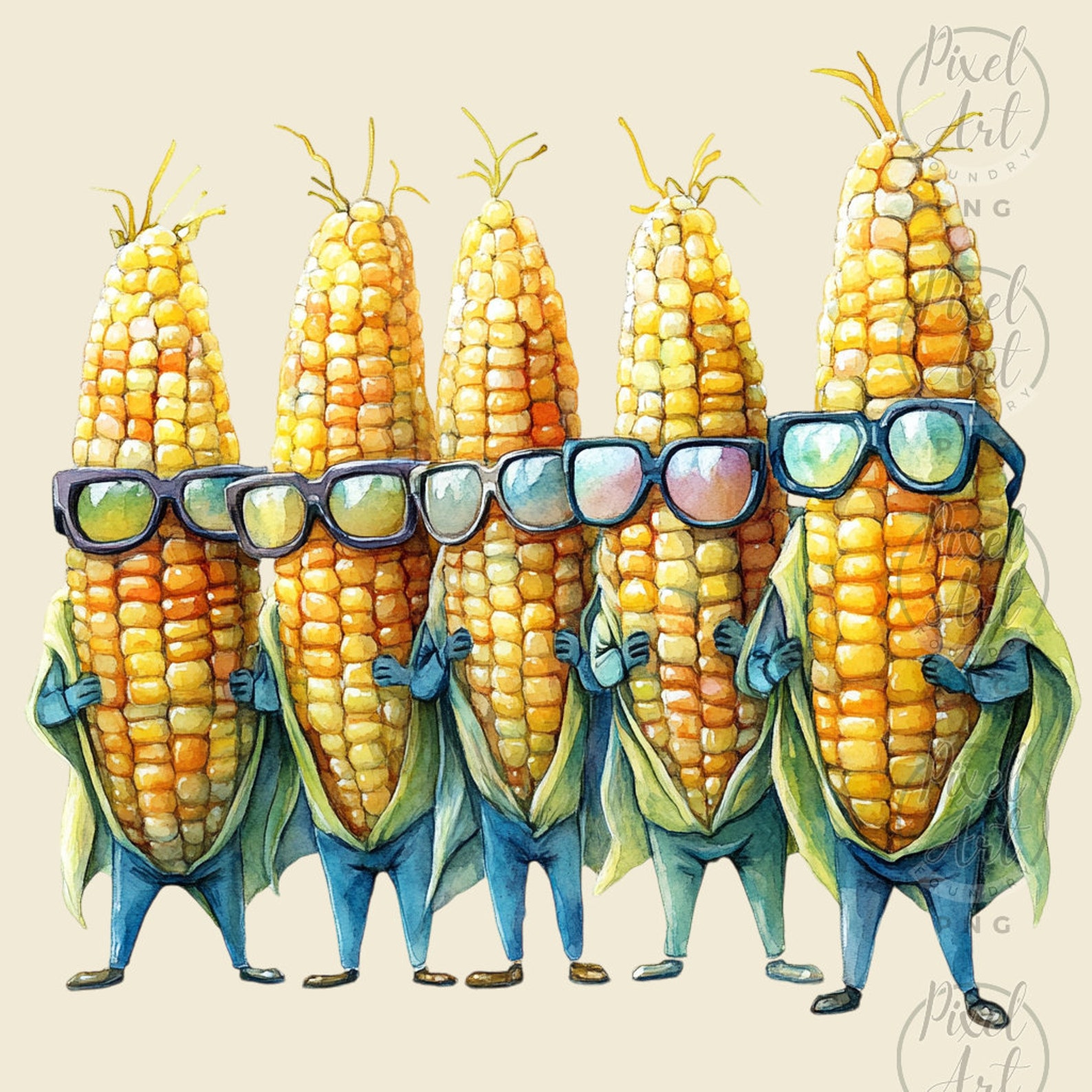 Corny Crusaders Clipart Set Cute Corn Characters Superhero Corn ...