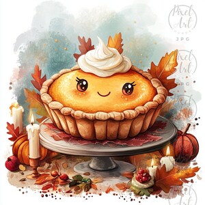 Pumpkin Pie Character Clipart Collection Cute Thanksgiving Pie Faces ...