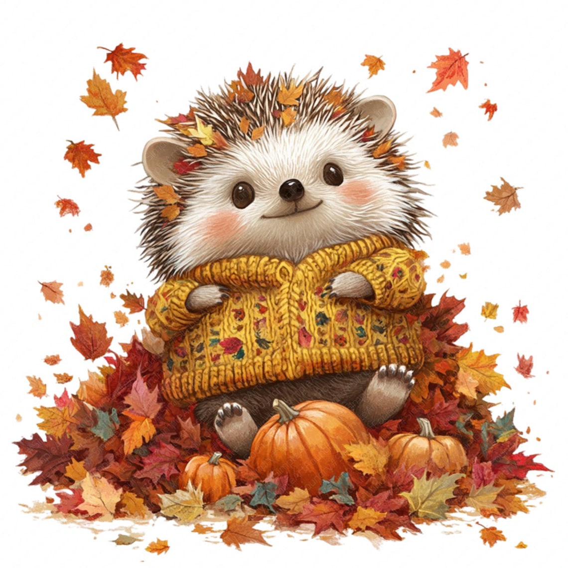 Fall Hedgehog Clipart Set 28 Pngs Cozy Autumn Animals With Sweaters ...