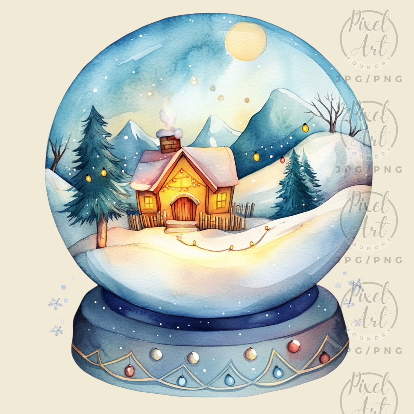 Whimsical Christmas Snow Globe Clipart Festive Holiday Globe ...