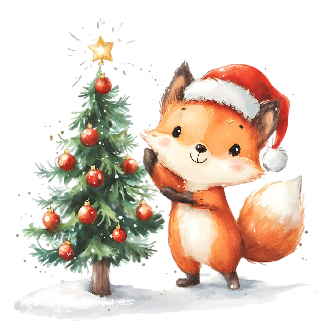 Festive Christmas Fox Clipart Set, Holiday Pngs (23 Images) - Etsy