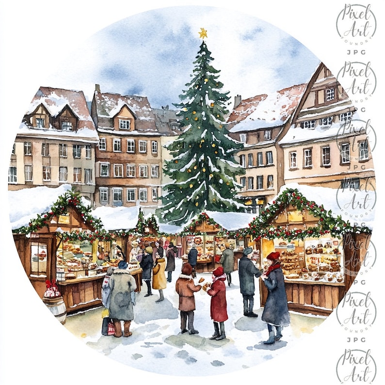 German Christmas Market Clipart: Winter Festival Scenes (jpgs) - Etsy