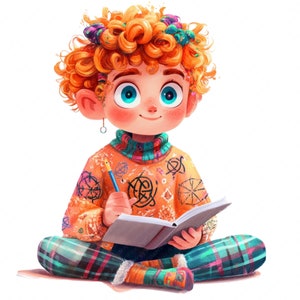 Adorable Ginger-haired Boy Clipart Set 22 Redhead Pngs of Cute Scenes ...