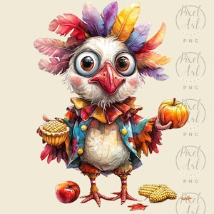 Clumsy Turkey Clown Clipart Set Funny Thanksgiving Turkeys Digital Art ...