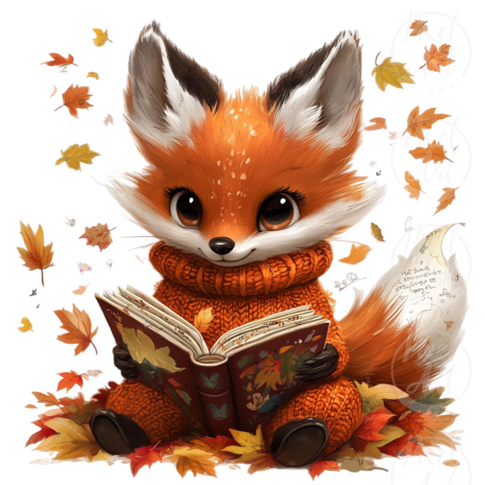 Fall Fox Clipart Set, 28 Pngs, Cozy Foxes With Leaves and Sweaters ...