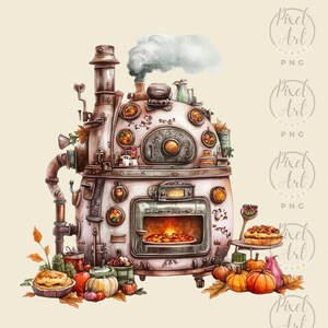 Steampunk Rustic Oven Clipart Steam-powered Kitchen Clipart Vintage ...