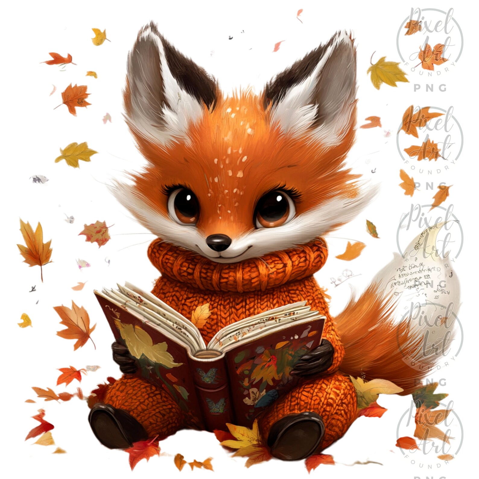 Fall Fox Clipart Set, 24 Pngs, Cozy Foxes With Leaves and Sweaters ...