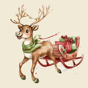 Cute Christmas Reindeer Clipart Set, 21 Pngs, Festive Reindeer ...