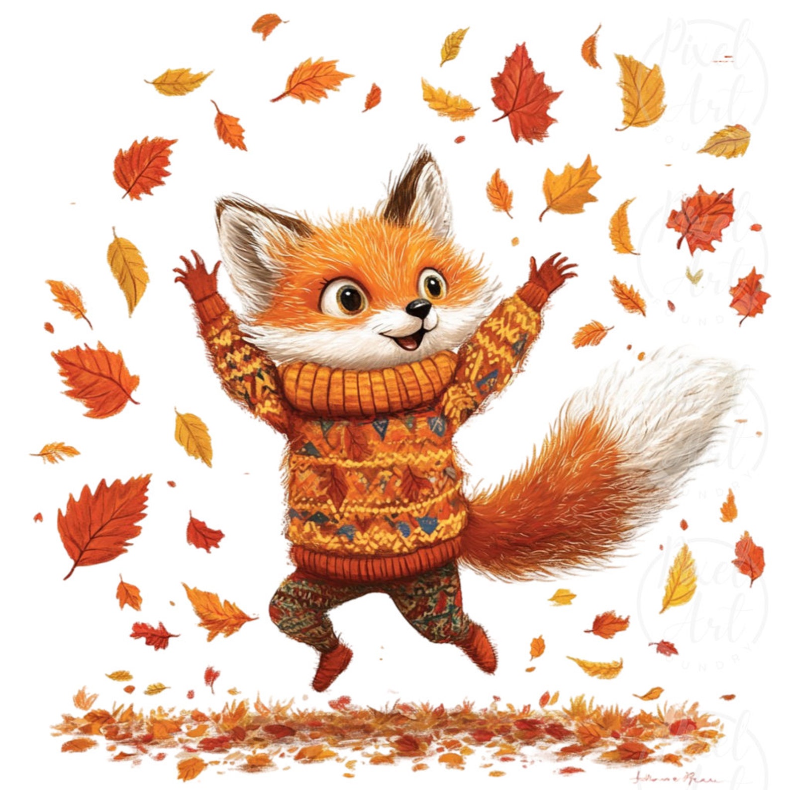 Fall Fox Clipart Set, 28 Pngs, Cozy Foxes With Leaves and Sweaters ...