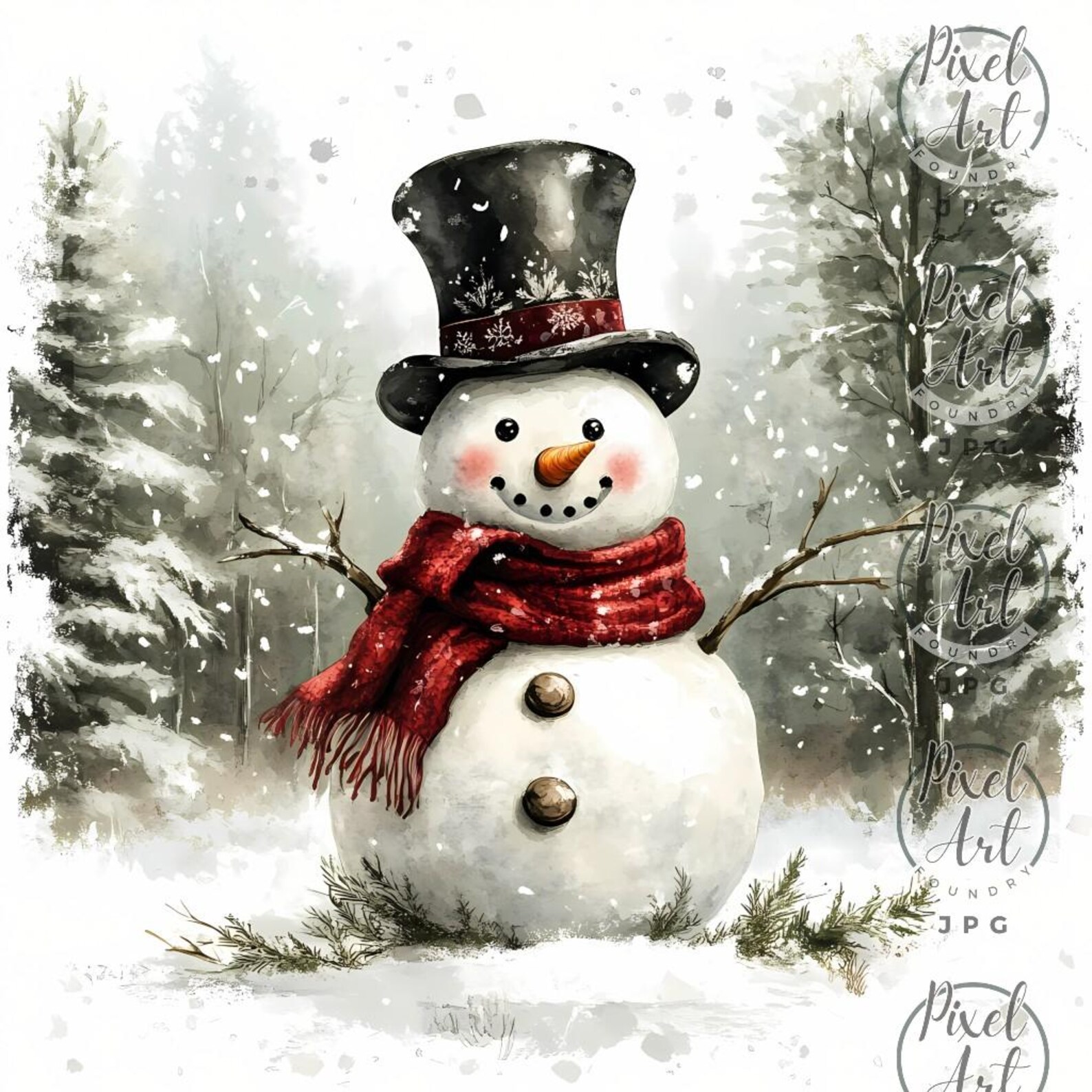 Vintage Snowman Christmas Clipart Nostalgic Festive Winter Decor ...