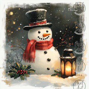 Nostalgic Vintage Snowman Clipart Winter Holiday Decor JPG 18 Images ...