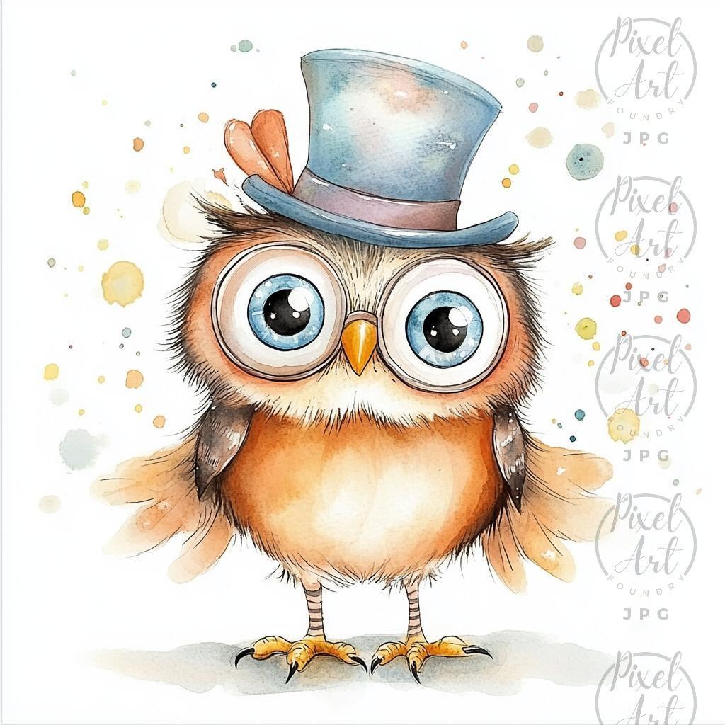 Quirky Owl Clipart: Watercolor Autumn Owls (digital Download) - Etsy