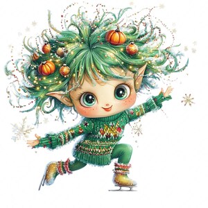 Green Elf Christmas Clipart Set, 21 Pngs, Cute Elves Trees & Gifts ...