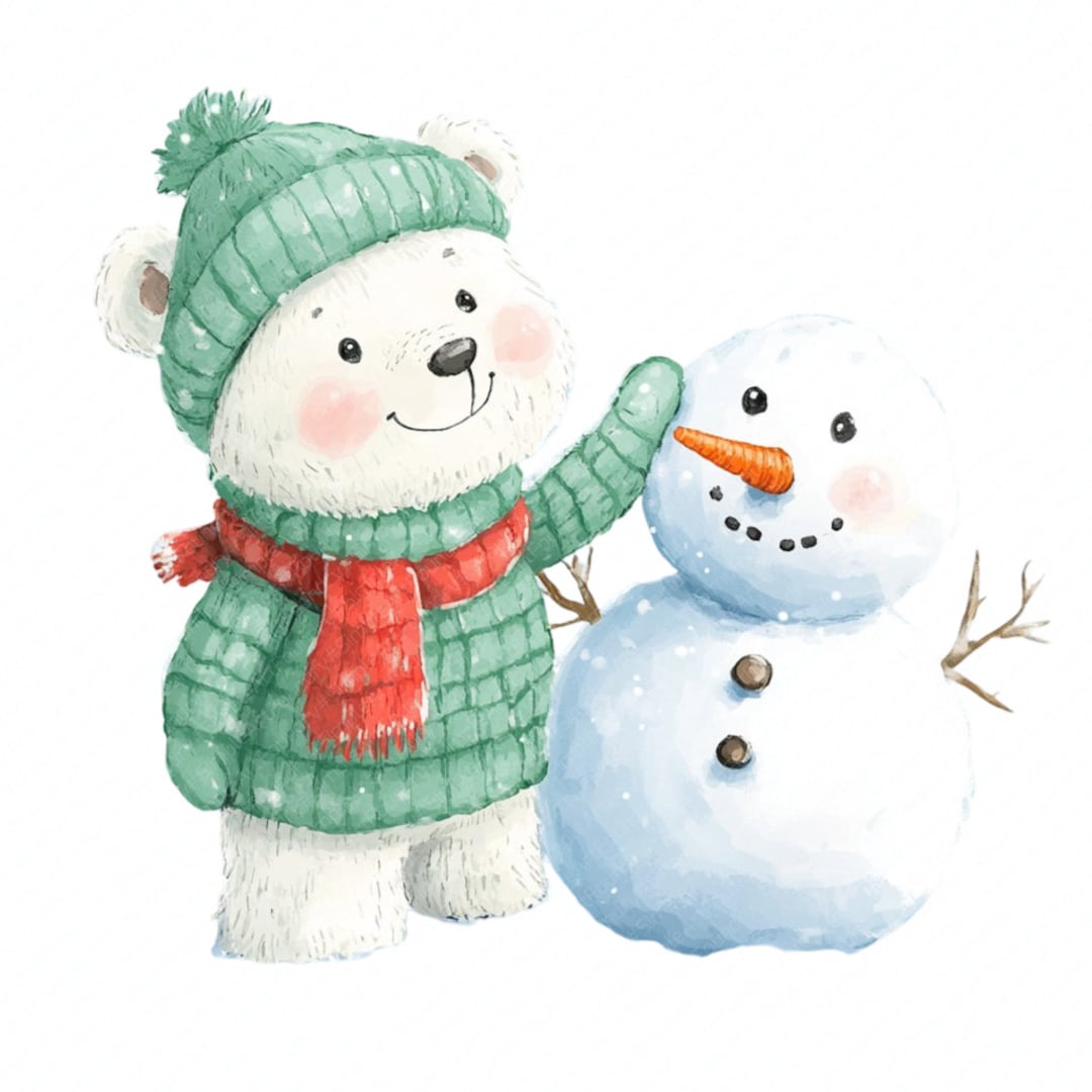 Adorable Snowy Polar Bear Clipart Set – 21 Pngs, Winter Bears With ...